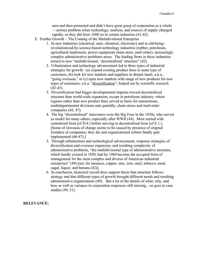 Chandler strategy and structure summ1 | DOC | Large Business | Business