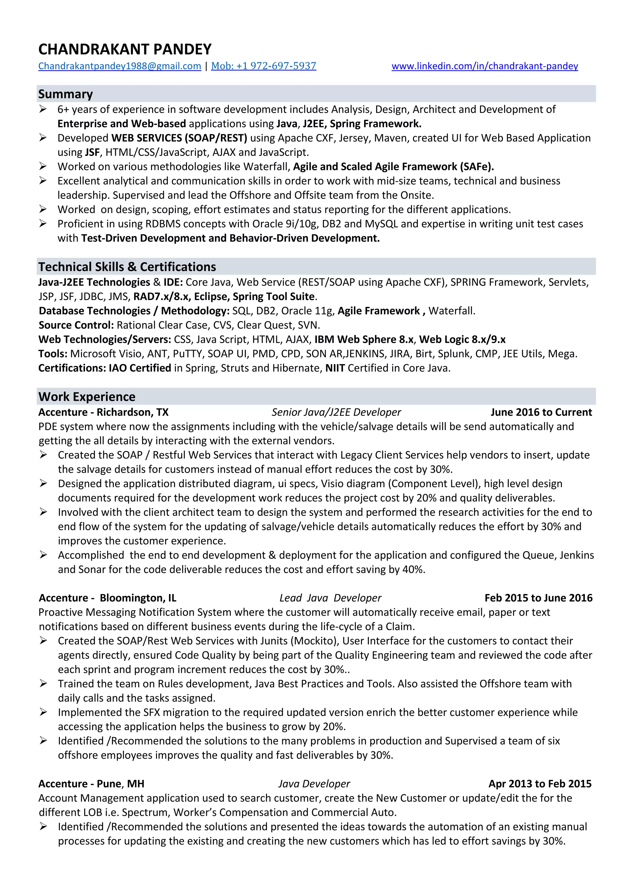 Chandrakant pandey java j2ee developer resume | PDF | Web Development | Internet