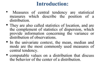 Measure of Central Tendency | PPT