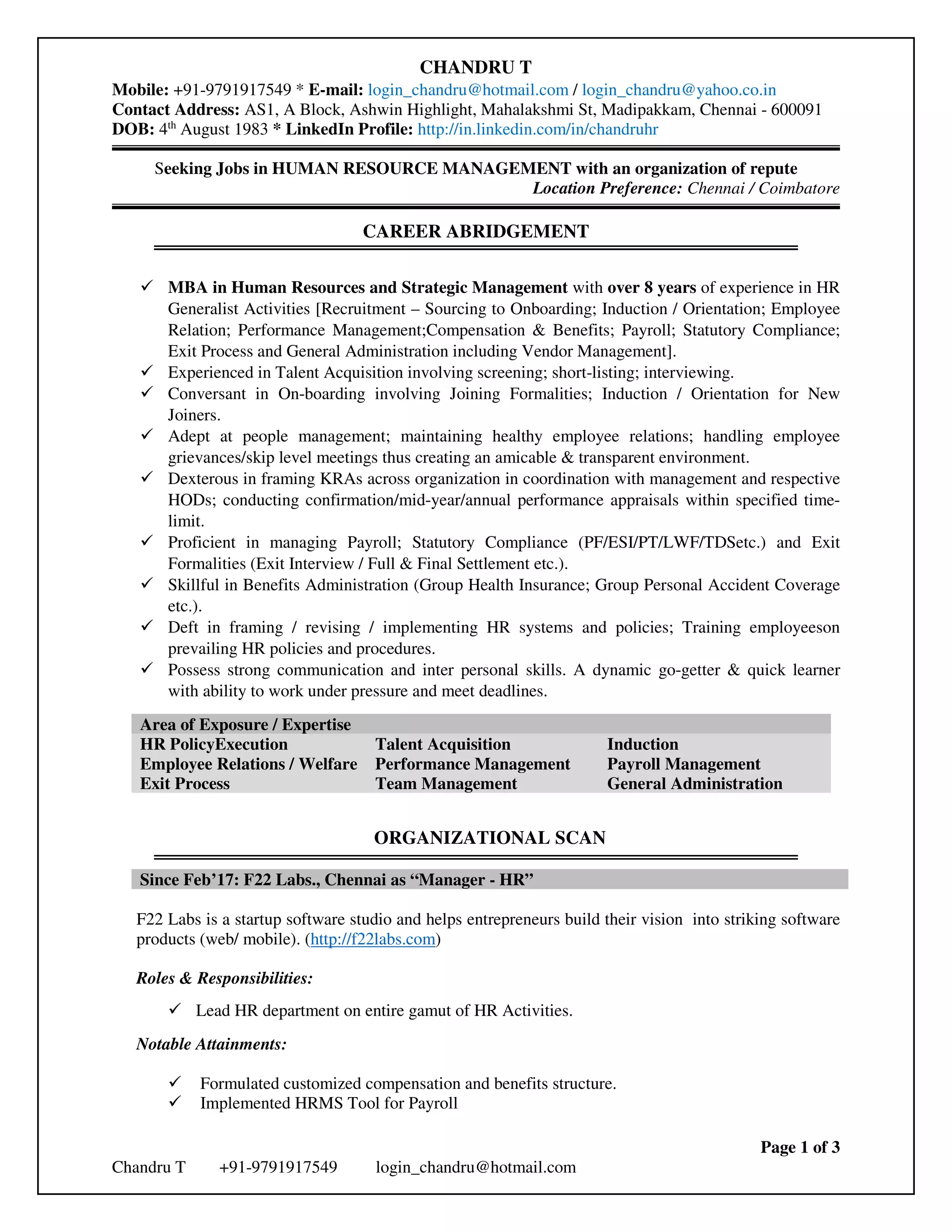 Chandru T - Resume | PDF