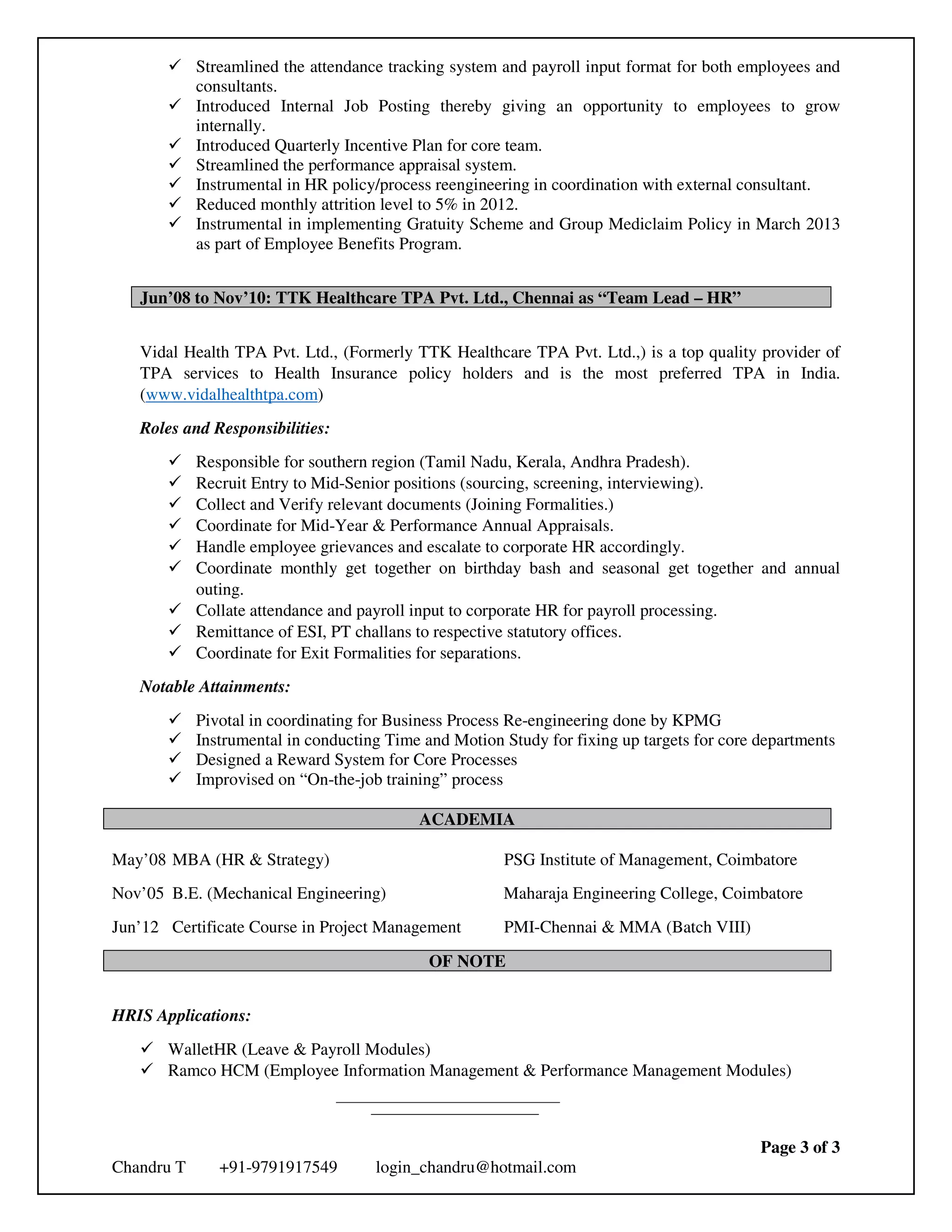 Chandru T - Resume | PDF