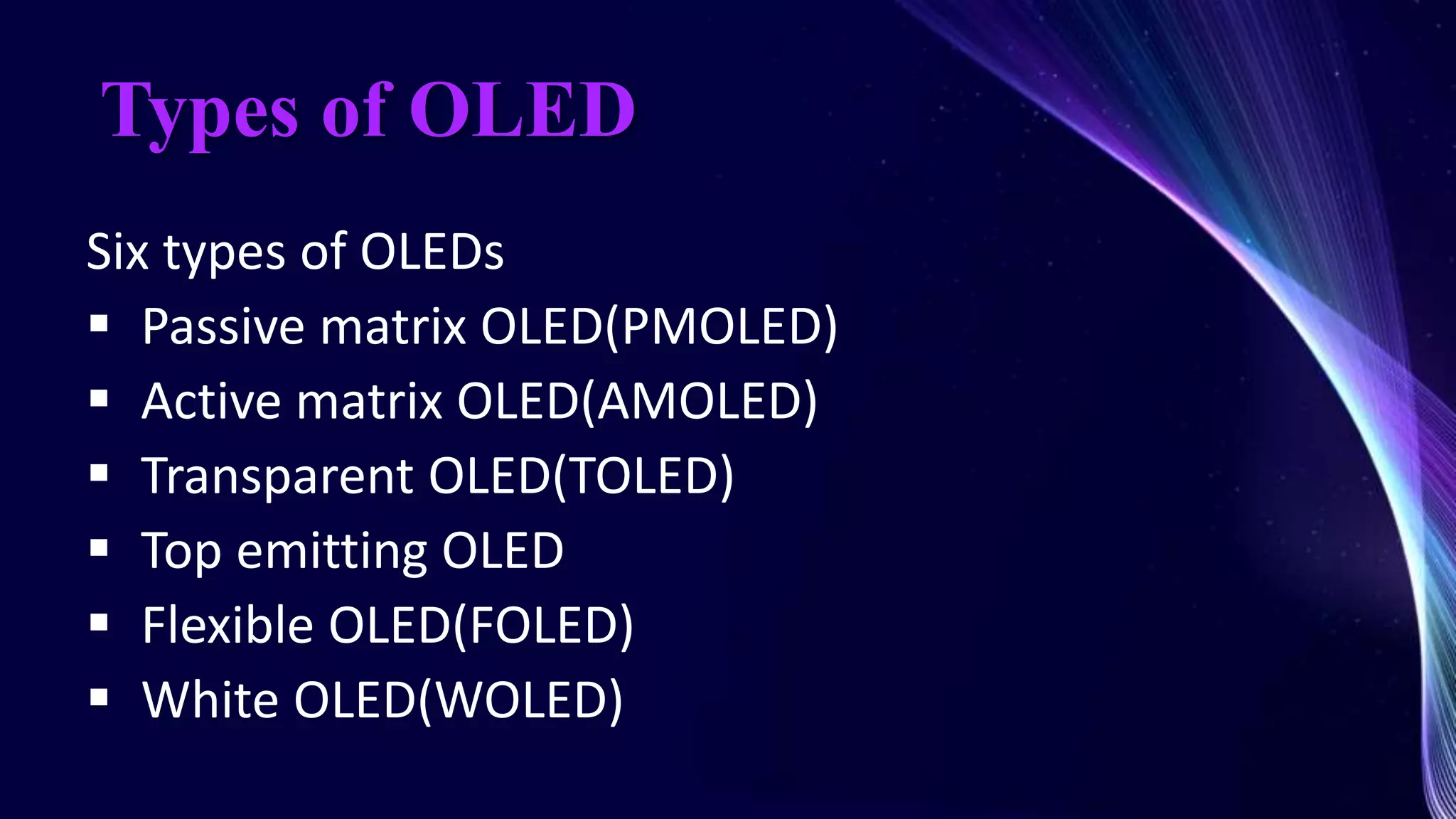 oled(organic light emmiting diode) ppt(power point presentation) | PPTX