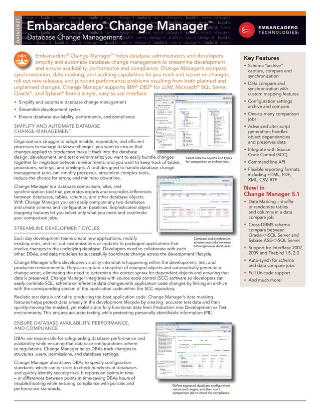 Change Manager Datasheet | Database Change Management | PDF