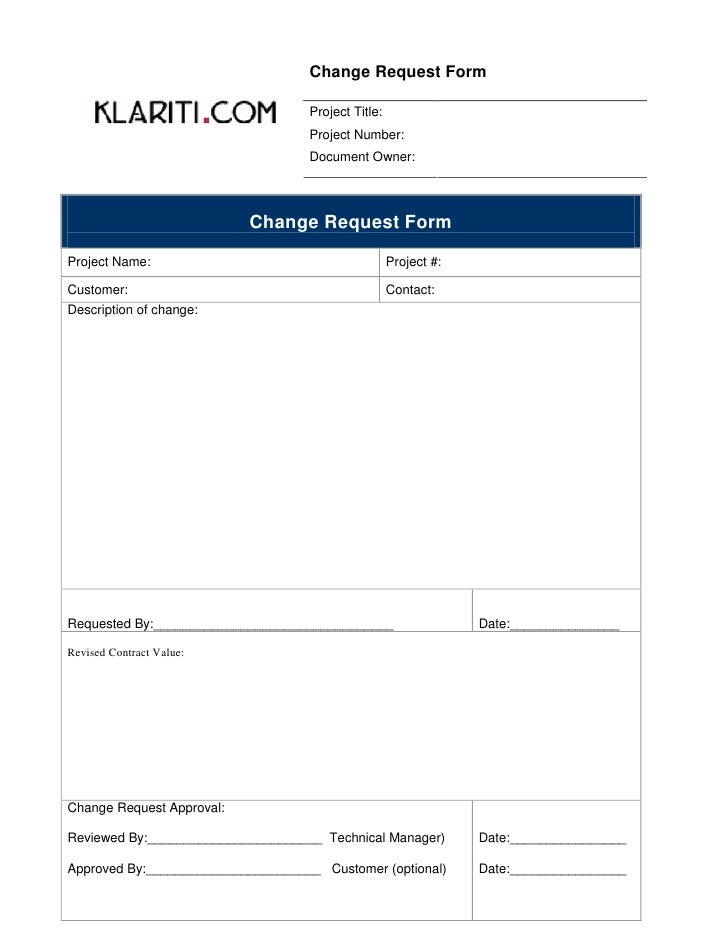 Change Request Form Template