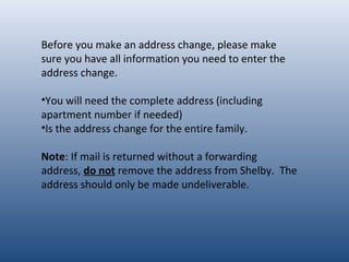 Tutorial - Change of Address | PPT