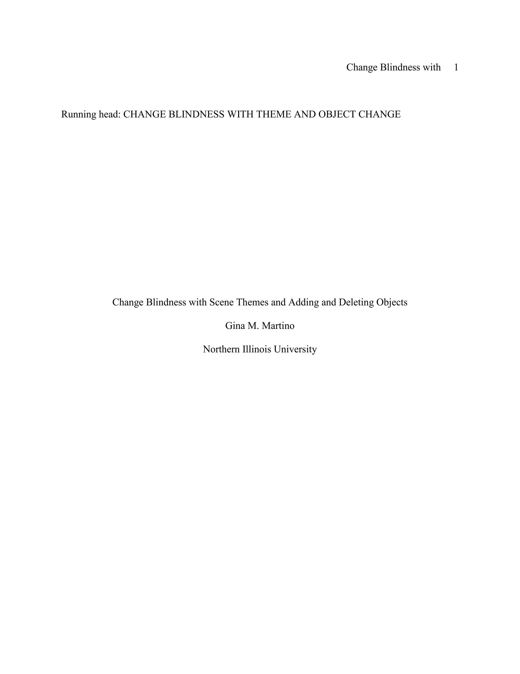 Change Blindness With Scene Themes And Adding And Deleting Objects | PDF