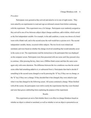 Change Blindness With Scene Themes And Adding And Deleting Objects | PDF