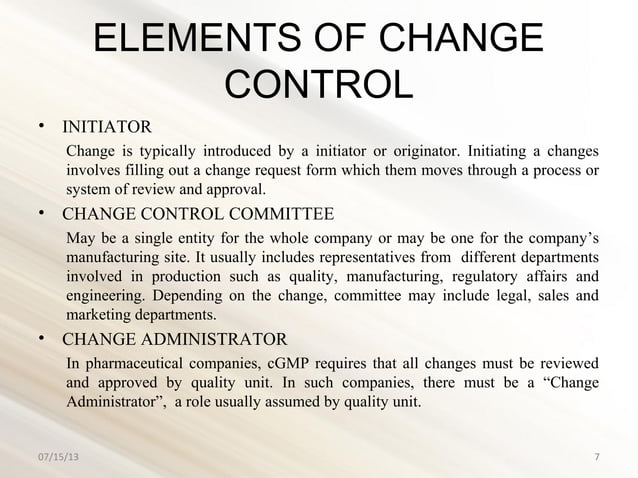 Change control | PPT | Business Administration | Business