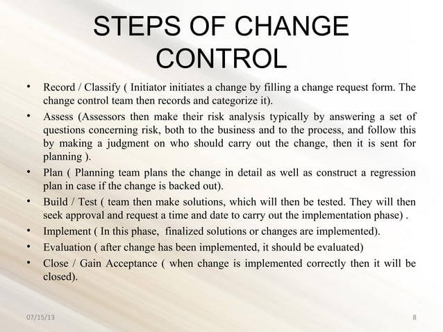 Change control | PPT | Business Administration | Business