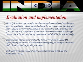 Change control,SOP,PHARMA,R&D,QC,QA | PPTX