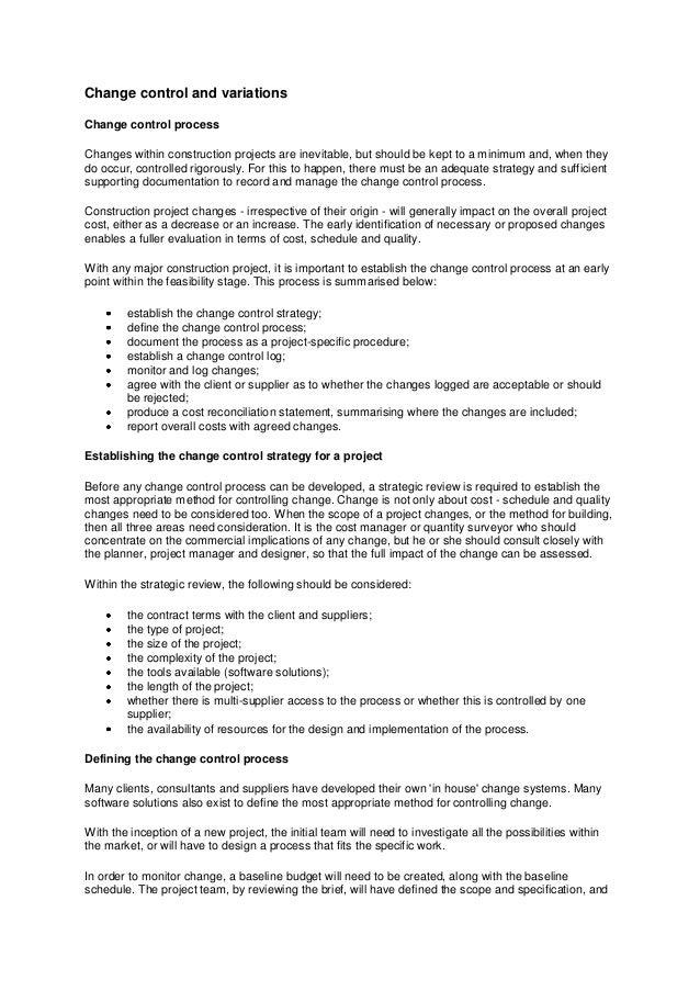 Project Management Basics Variations And Change Control