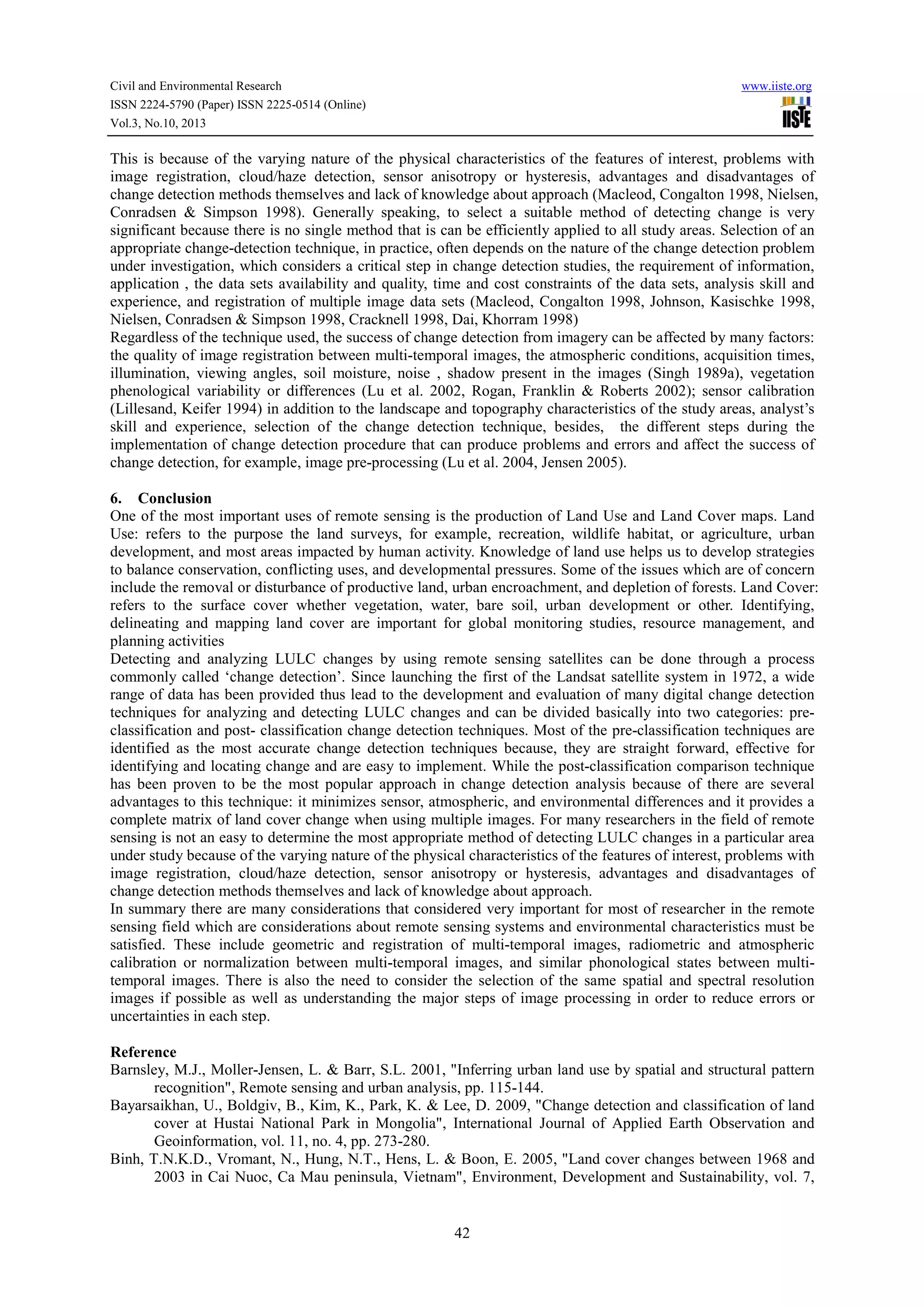 Change detection process and techniques | PDF