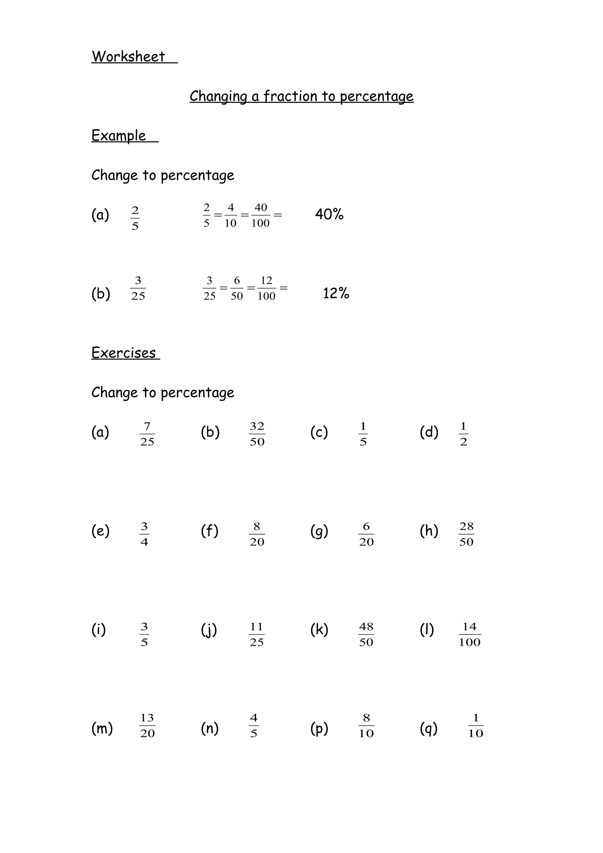 Change fraction into percentage 1 | DOC