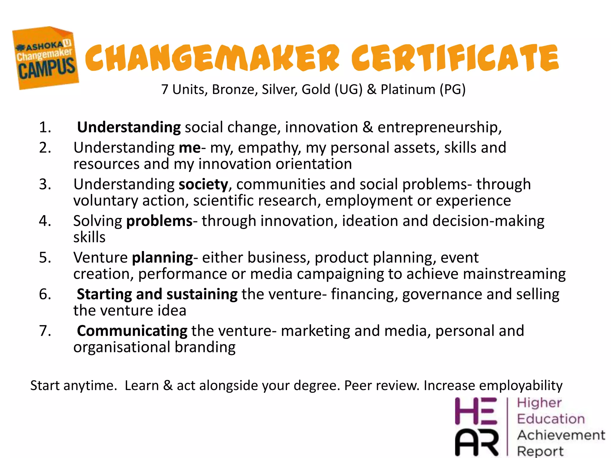 Changemaker campus presentation students Nov 2013 | PPT