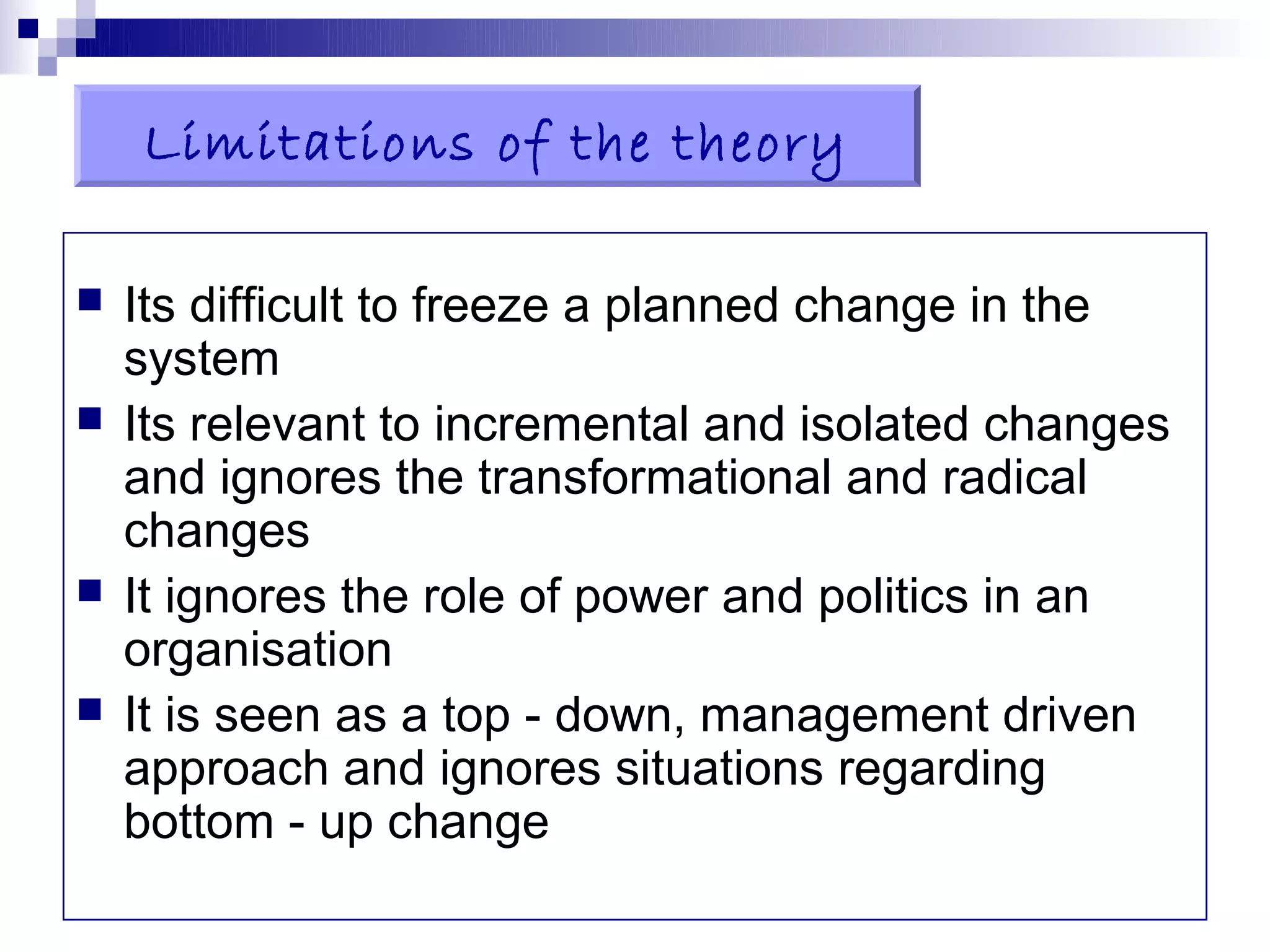 Change management theory of kurt lewins | PPT