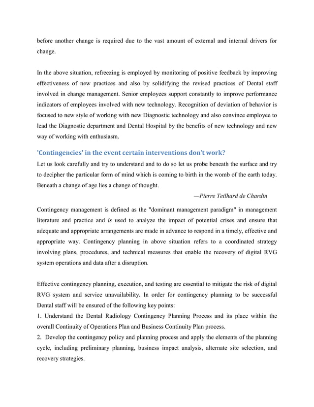 Change Management And Contingency Planning in Transformation of ...