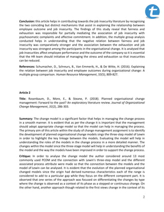 Change management assignment on organizational challenges | PDF