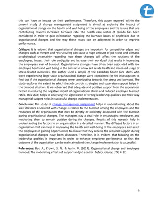 Change management assignment on organizational challenges | PDF