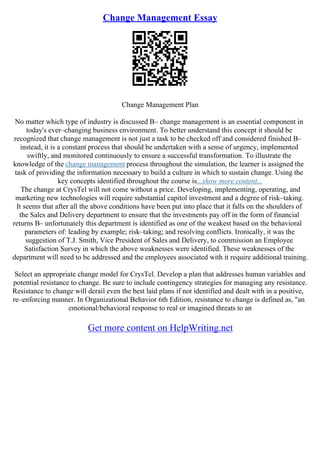 Change Management Essay | PDF