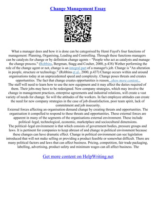 Change Management Essay | PDF