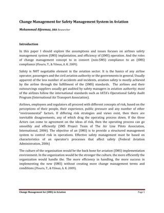 Change management for s m s in aviation | PDF