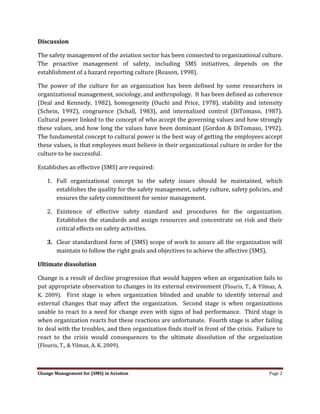 Change management for s m s in aviation | PDF