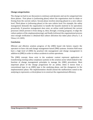 Change management for s m s in aviation | PDF