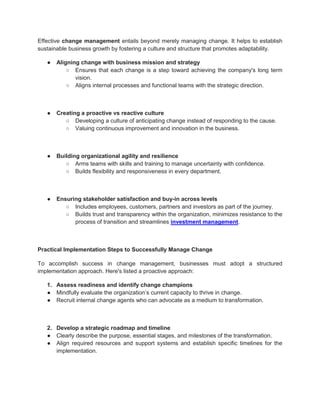 Change Management for Sustainable Business Growth | PDF