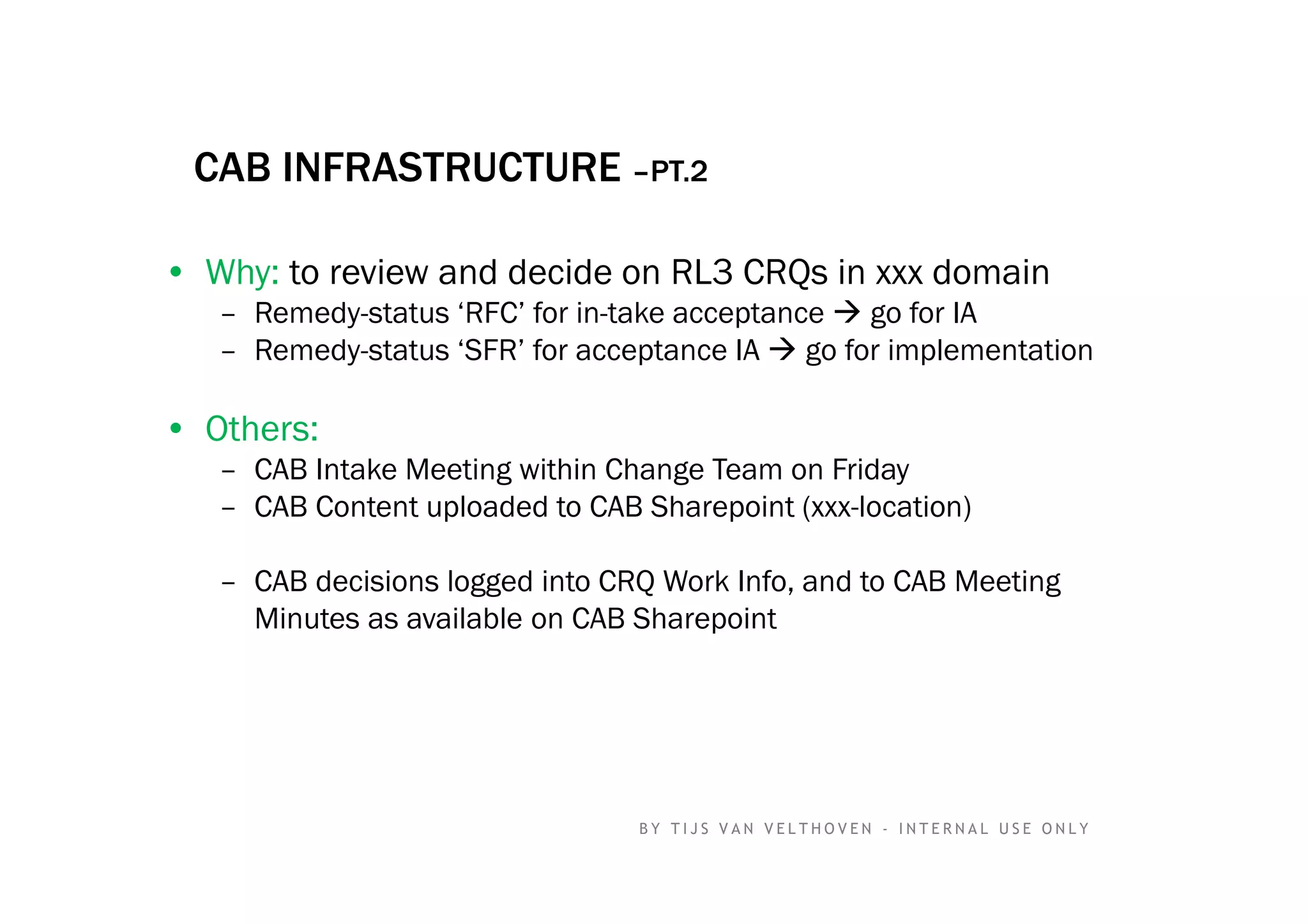 Change management infra basic - quick guideline v1.1 tj | PDF