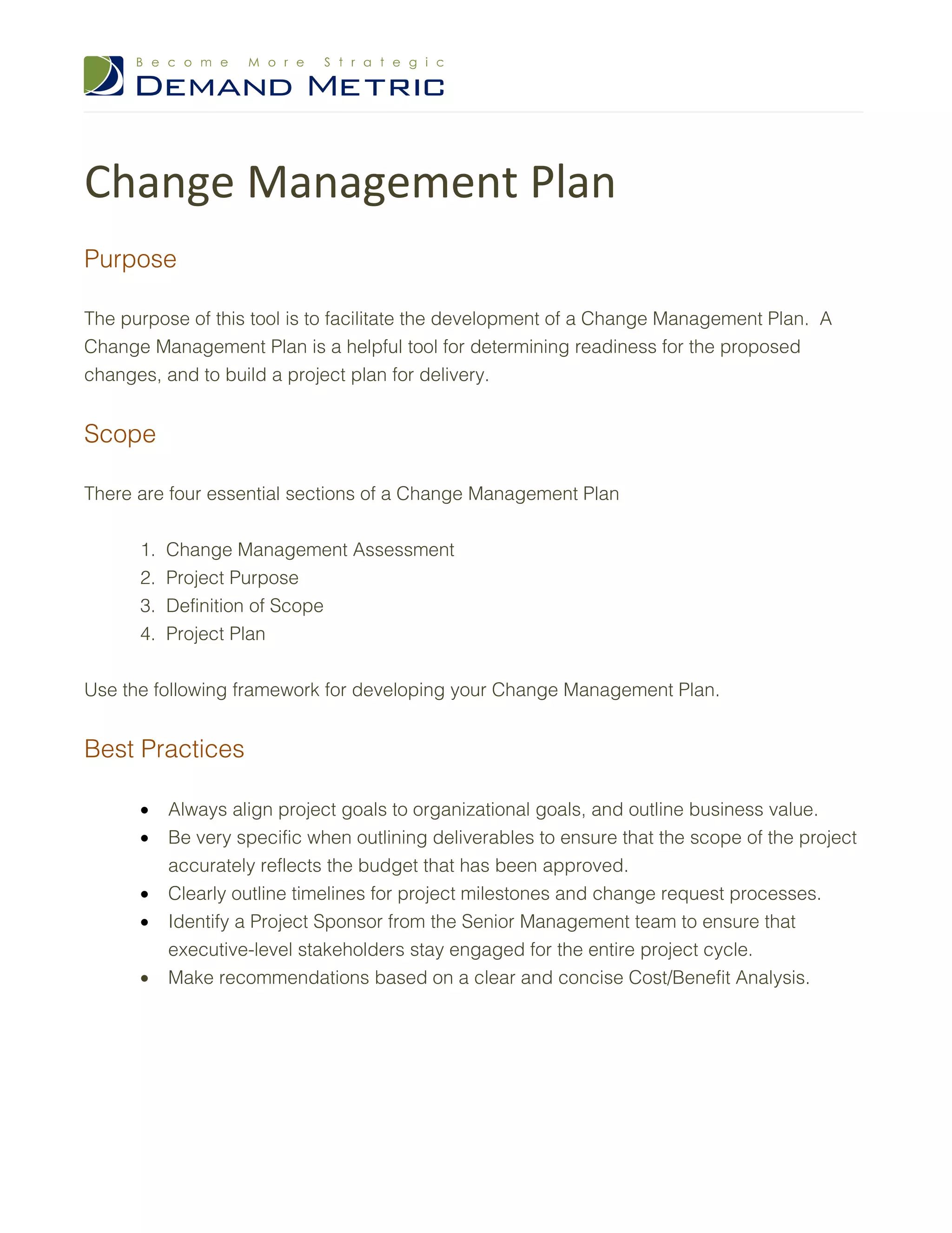 Change Management Plan | DOC