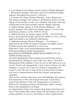 CHANGE MANAGEMENT PLAN TEMPLATEIntroductionStart the developme.docx