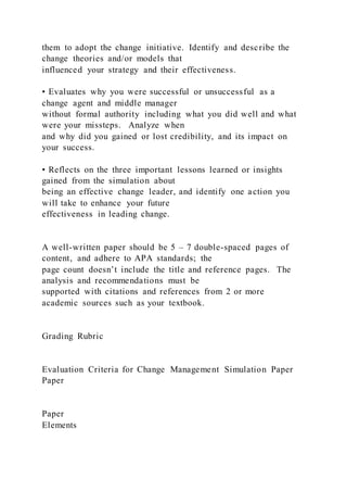 Change Management Simulation Reflection Paper Week 6 Assignm | DOCX