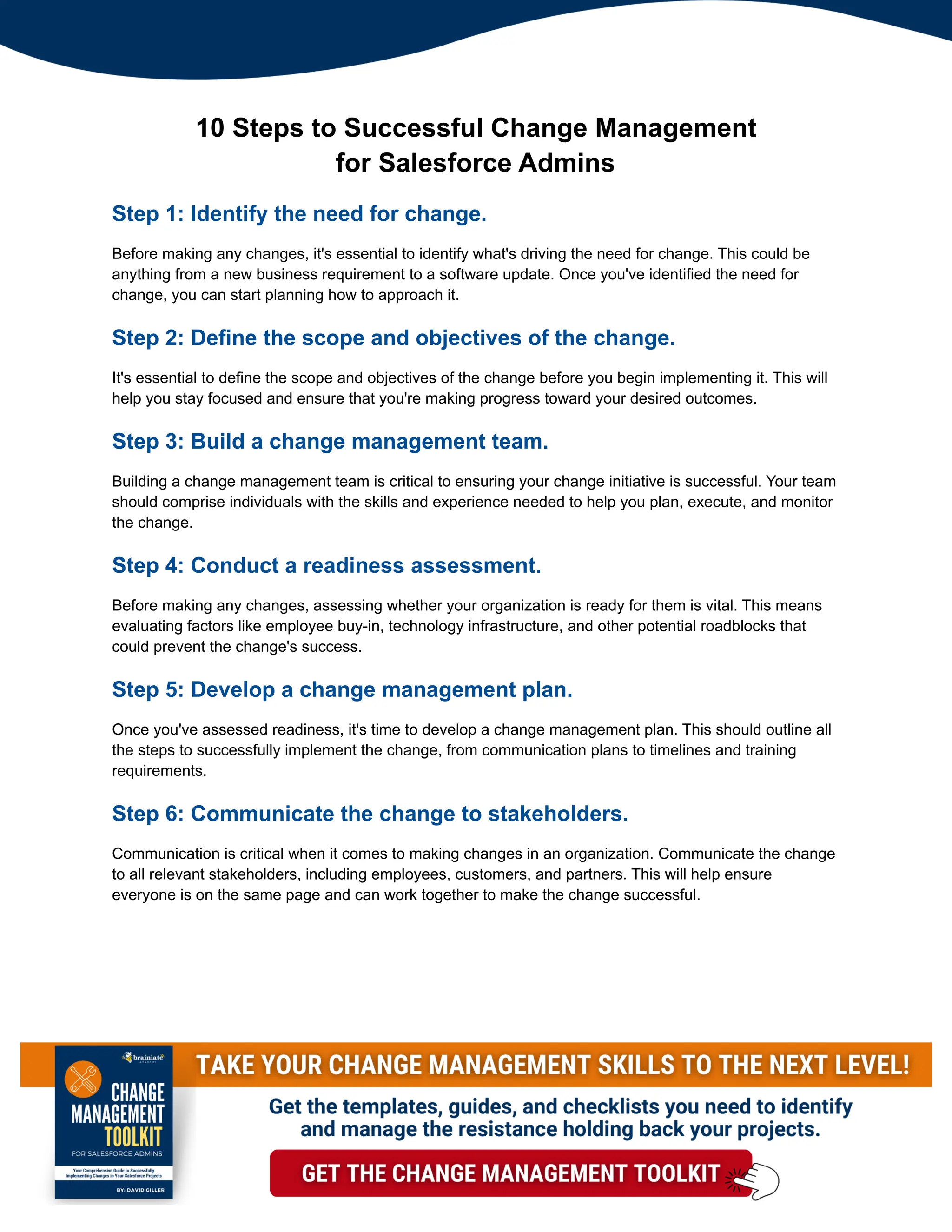 Change Management Starter Pack for Salesforce Admins | PDF