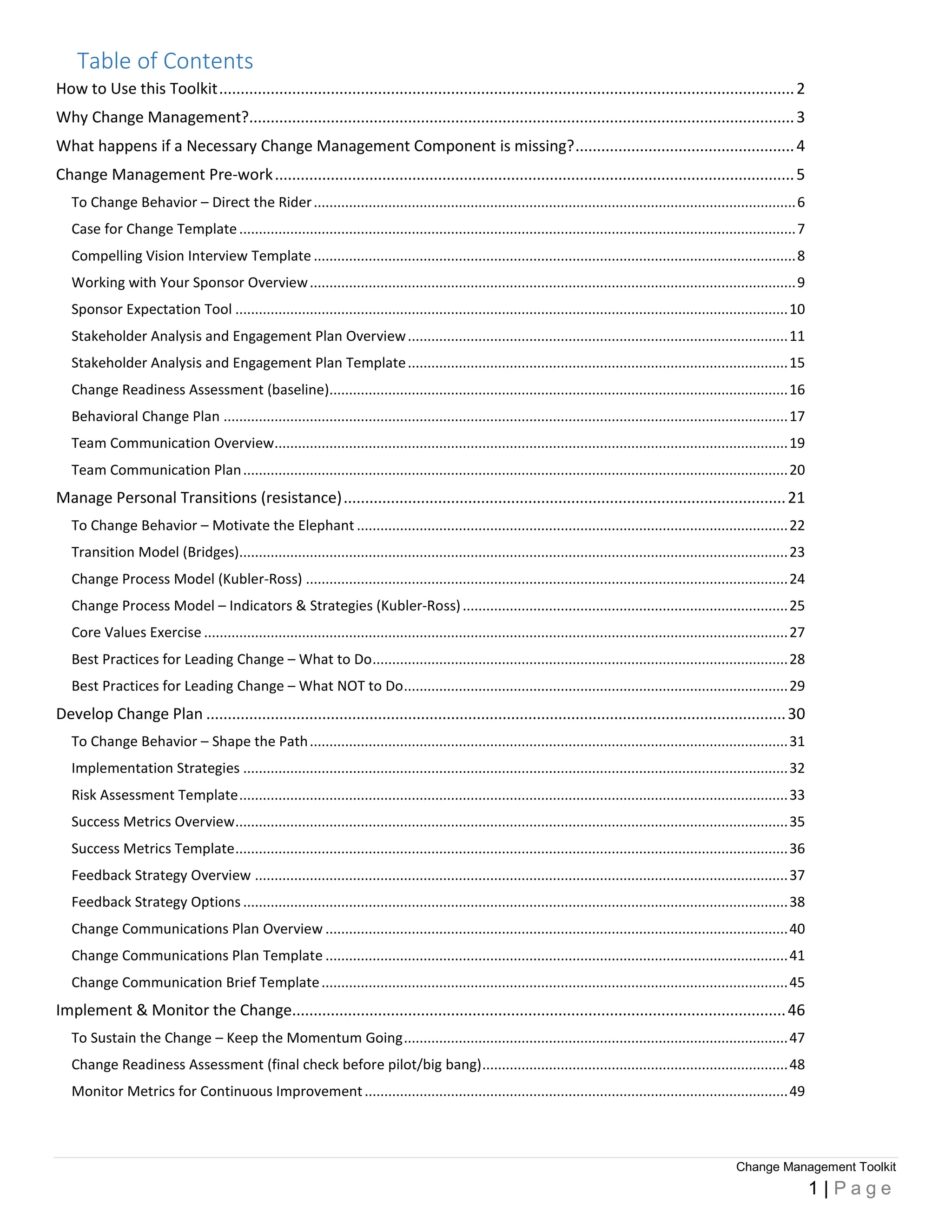 change management toolkit -tips, tools, and techniques for leading a ...