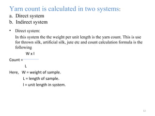 Change of fabric gsm vary with yarn count | PPT
