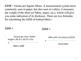 Change of fabric gsm vary with yarn count | PPT