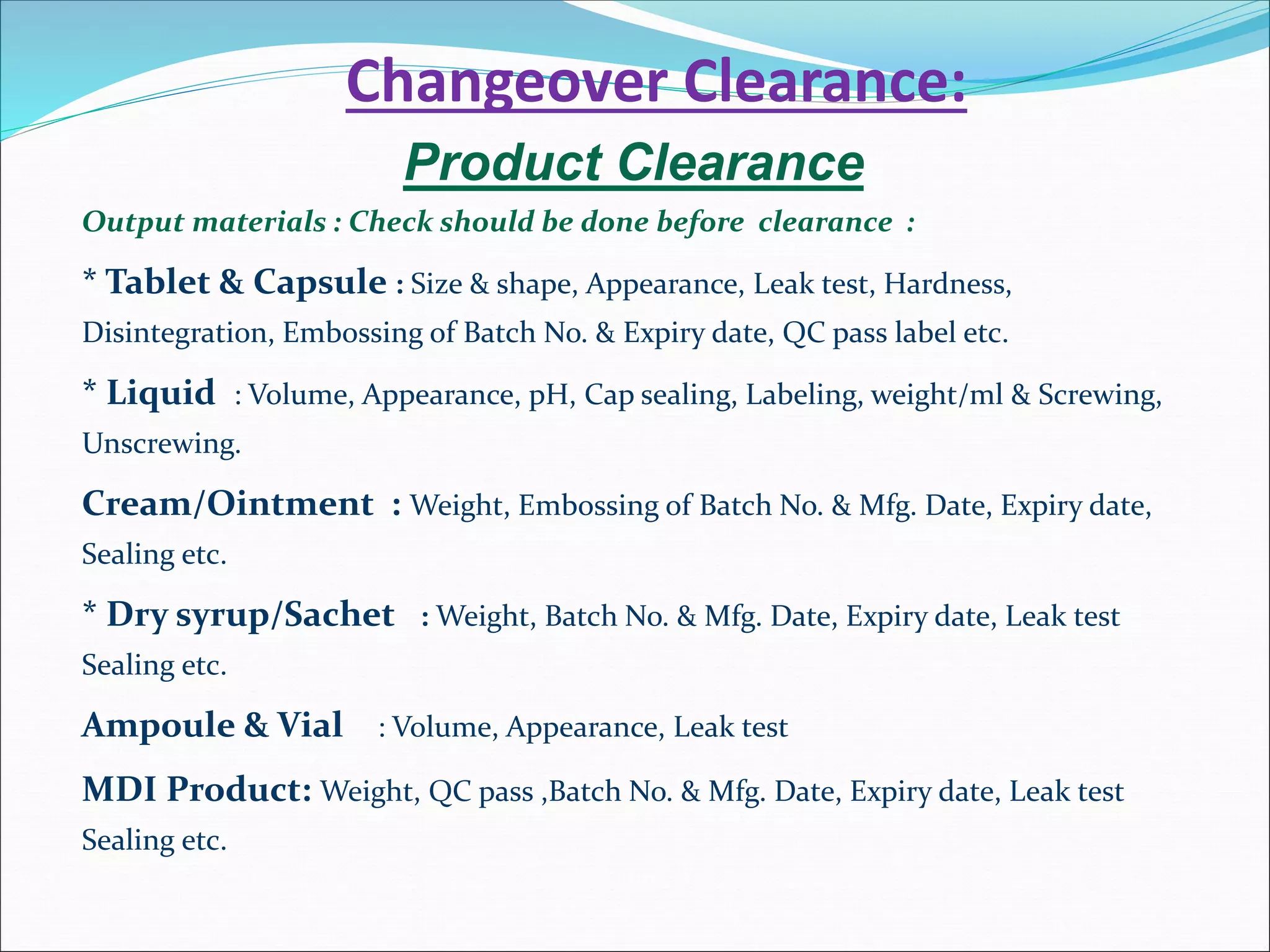 Changeover Clearance | PPT