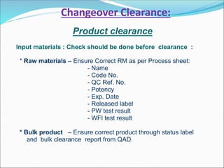 Changeover Clearance | PPT