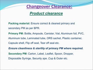 Changeover Clearance | PPT