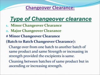 Changeover Clearance | PPT