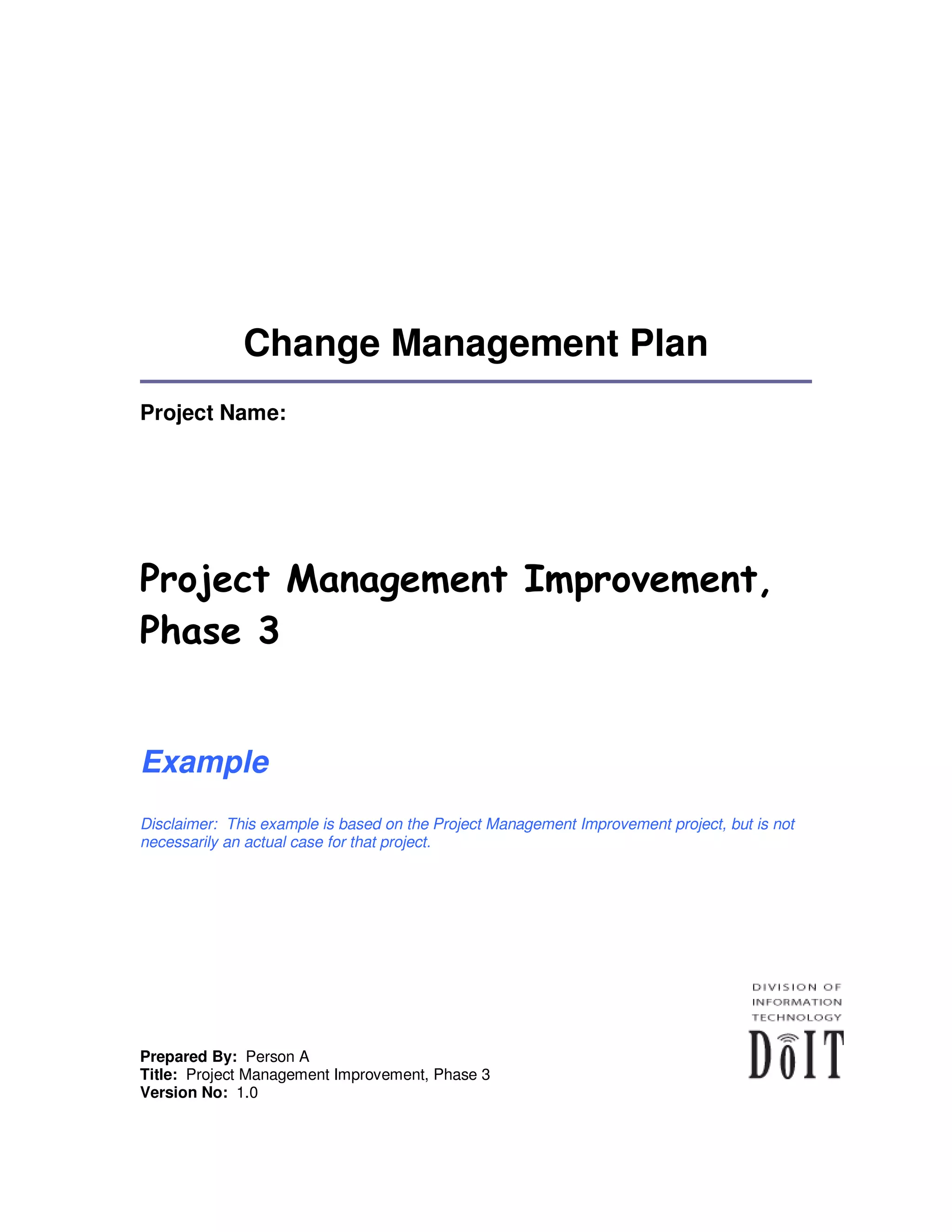 Change Plan Template and Example | PDF
