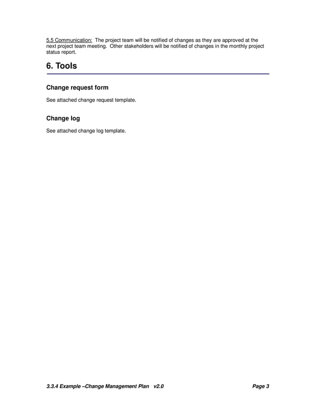 Change Plan Template and Example | PDF