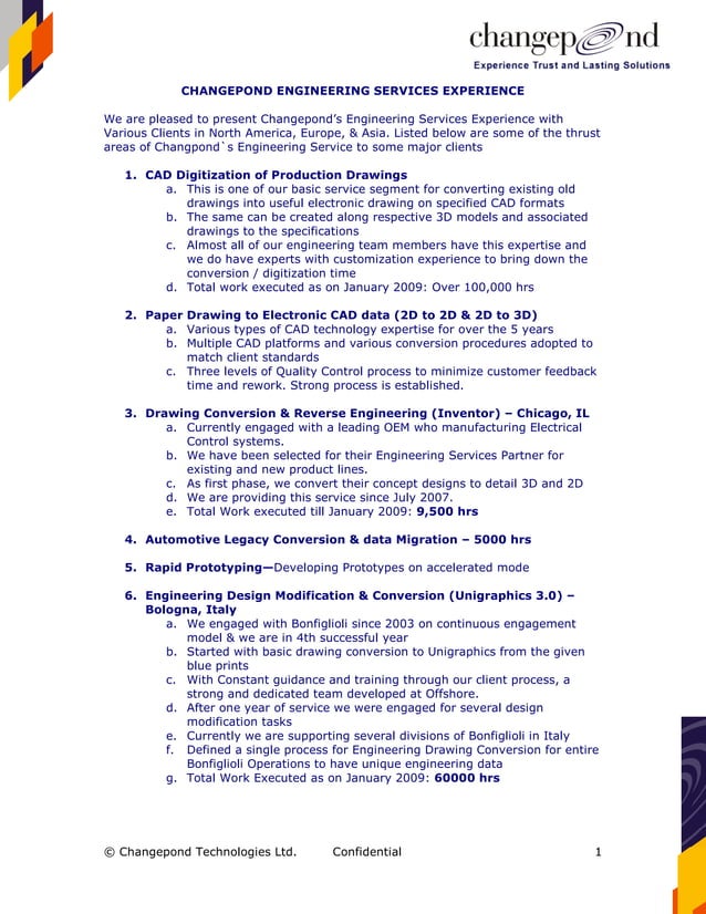 Changepond Engineering Services Experiences | PDF | Computing | Technology & Computing