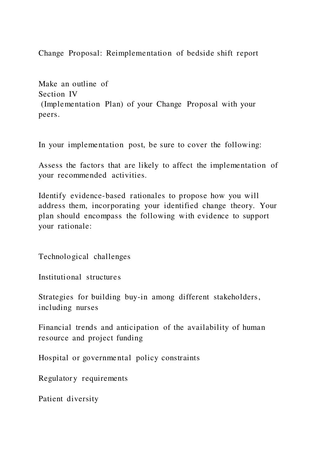 Change Proposal Reimplementation of bedside shift reportMake | DOCX
