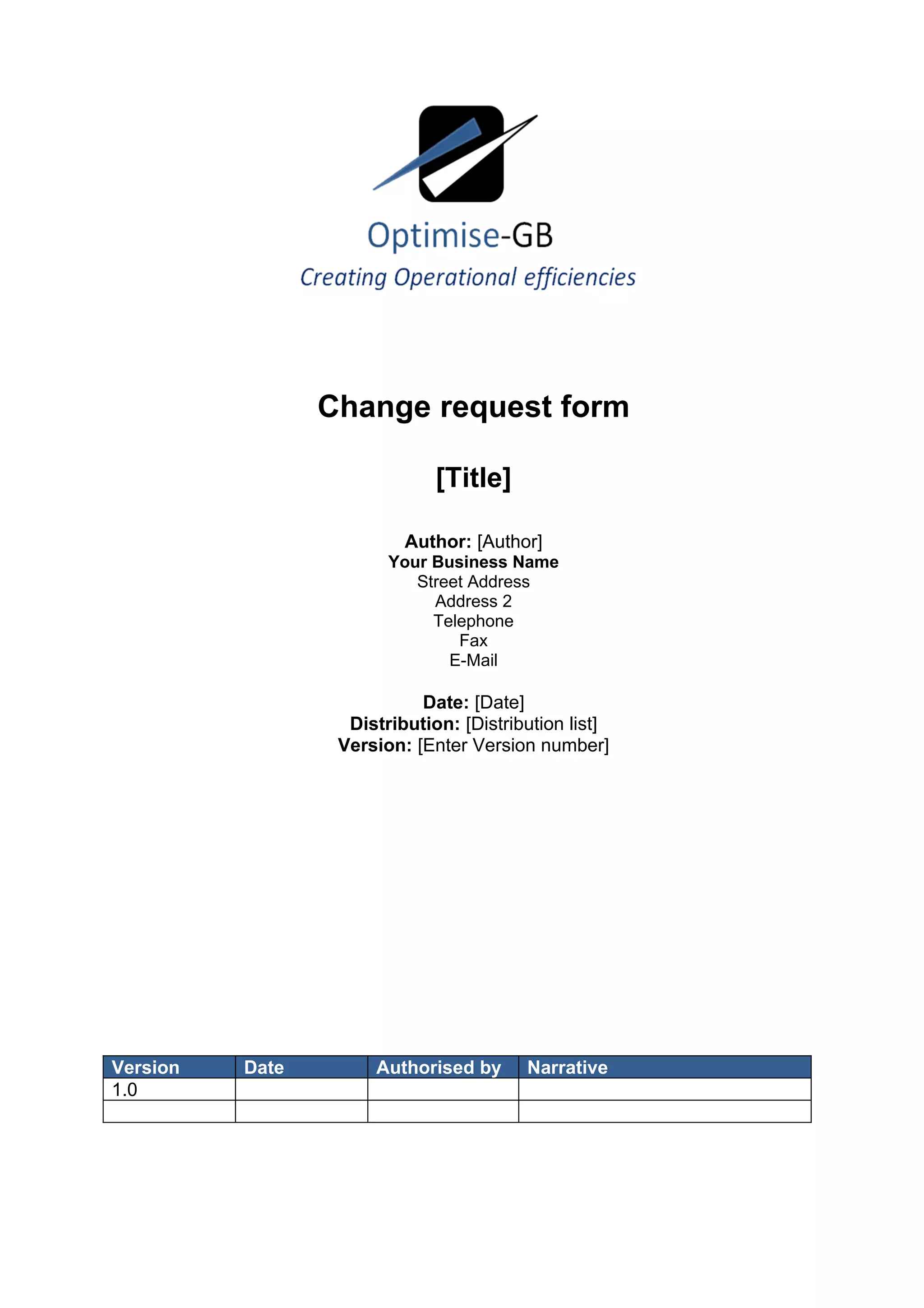 Project change request - Project Management template | DOC | Business ...