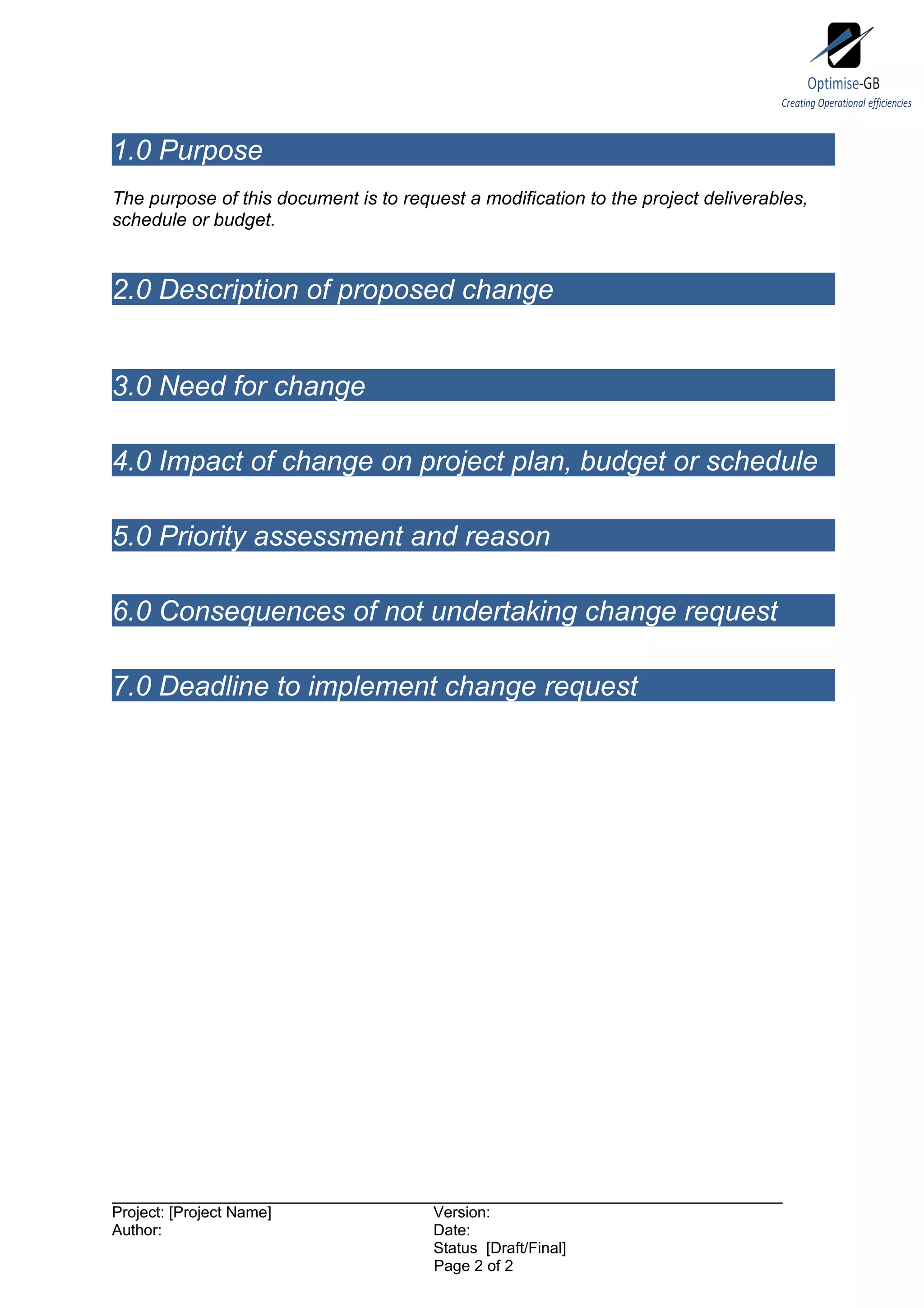 Project change request - Project Management template | DOC | Business ...