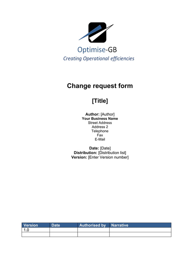 Project change request - Project Management template | DOC | Business ...