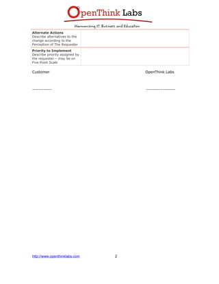 Software Development : Change Request Template | ODT