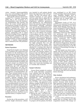 Changes in blood coagulation markers associated with uterine artery ...