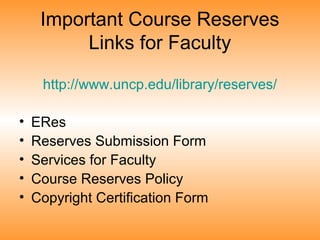 Changes in course reserves | PPT